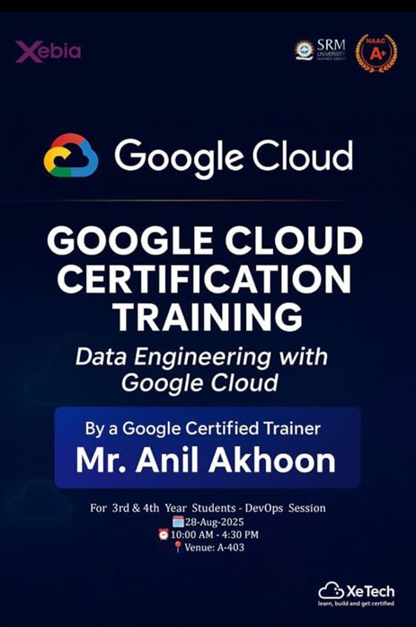 SRM University : Google cloud certification training